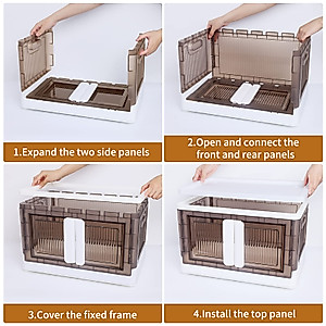 Closet Organizers and Storage 8.5 Gal, Storage Bins with Lids 4 Pack, Stackable Collapsible Storage Bins, Storage Cabinet with Wheels, Plastic Foldable Folding Box for Home, Dorm Room Essentials