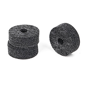 Yibuy Black Drum Set Replacement Parts 15mm Thick Felt Washers & Plastic Long Flanged Cymbal Sleeves Pack of 10
