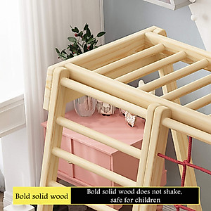 DUTUI Home Kindergarten Small Naughty Castle Playground, Children's Slide, Indoor Solid Wood Children's Climbing Frame Swing Combination