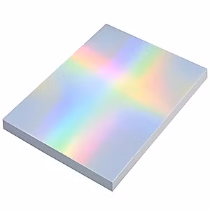 60 Sheet 9.5" x 7" Metallic Holographic Card Stock Iridescent Glitter Mixed Colored Card Stock Shiny Reflective Mirror Paper Foil Mirror Cardstock for DIY Poster Crafts Scrapbook