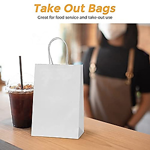 GSSUSA Kraft Paper Gift Bags 5.25x3.75x8 Paper Bags with Handles, White (20 Pcs), Bulk Kraft Gift Bag for Shopping, Craft, Grocery, Party, Retail, Lunch, Business, Wedding, Merchandise, Boutique