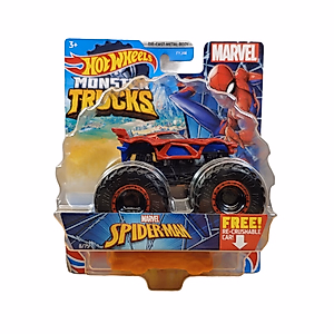 DieCast Hotwheels 2021 Monster Trucks Marvel [Spider-Man] 8/75 with re-Crushable car