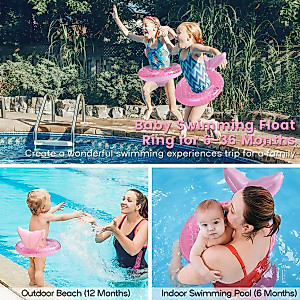 Baby Swimming Float,Inflatable Baby Swim Ring with Seat for Infant/Toddler 6-48 Months,Children Waist Float Ring(Pink)