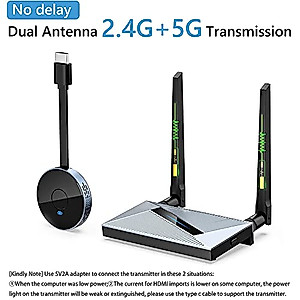 HPDFCU Wireless HDMI Transmitter and Receiver,Wireless HDMI 4k Extender Kit, HDMI Adapter Support 4K@30Hz, Support 2.4/5GHz Player Streaming Video/Audio from Laptop/PC/Phone to HDTV/Projector/Monitor