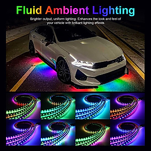 LivTee Underglow Kit for Car - Under Glow Lights with App Control, RGB LED Lights with Music & DIY Modes, 2 Line Design with 213 Flow Modes for Cars, SUVs, Trucks - Car Accessories for Men & Women