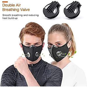 JPOSolar 2 Pack Dust_mask Reusable Respirators Unisex Mouth_mask Adjustable for Allergies Woodworking,Cycling, Running,Outdoor Sports, Black