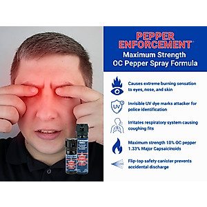 Pepper Enforcement 2 oz. Fogger Pepper Spray with Tactical Belt Loop Holster for Self Defense - Maximum Strength 10% OC Police Fog Formula, Flip Top Safety Tactical Design, Personal Protection Devices