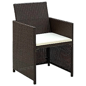 Camerina 4 Piece Patio with Cushions Patio Furniture Sets Outdoor Sectional Furniture Conversation Sets Patio Furniture Set Rattan Brown