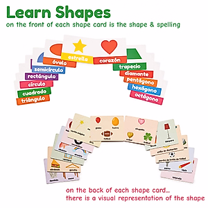 Spanish Flash Cards for Kids and Toddlers - 101 Cards - 202 Sides - Learn Shapes, Numbers, Colors, Body Parts, Counting, Letters & More - Great Value, Fun Learning and Educational Flashcards