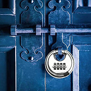 Stainless Steel Discus Padlock 4 Digit (3inch) Combination Lock Outdoor for Warehouse, Sheds, Storage Locker, Units (Silver,1)
