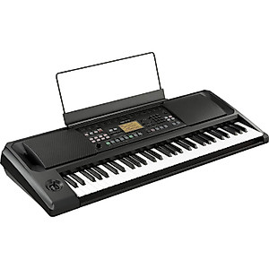 Korg EK-50 61-Key Arranger Entertainer Keyboard (Black), Starter Bundle with Bench, Stand and H&A Studio Headphones