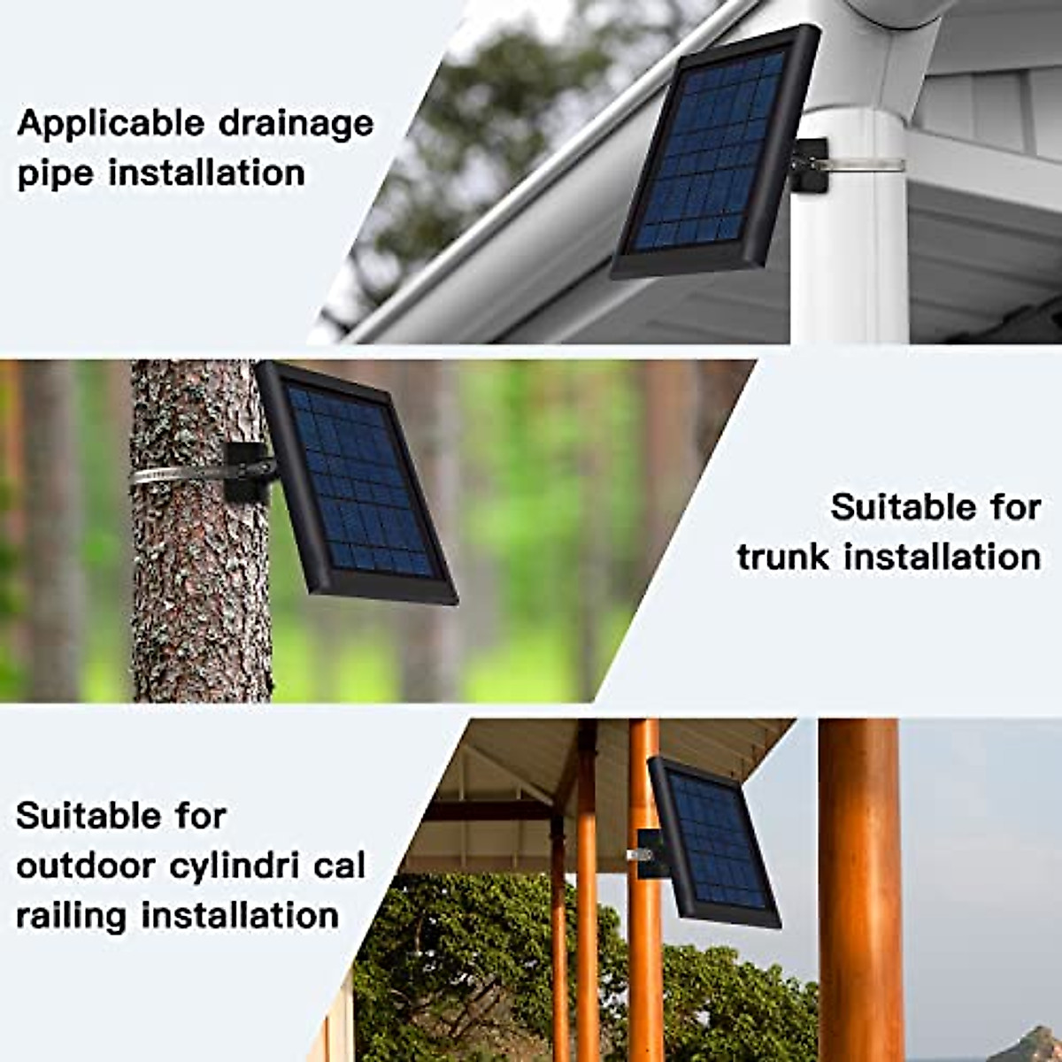 Outdoor Mount for Ring Solar Panel and Ring Super Solar Panel, Fits 1.96-7.87 inch Pole, Tree, Cylindri Rail, Drainage Pipe, No Punching Needed(Black, 1 Pack)