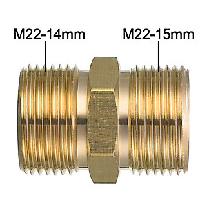 coyardor Pressure Washer Coupler M22 Metric, Male Thread M22-15mm Male to M22-14mm Male, Pressure Washer Hose Extension Adapter, 4500 PSI