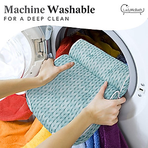 Lady McBath Bath Pillow - Luxury Bath Pillows for Tub Neck and Back Support - Powerful Suction Cups, Machine Washable Bathtub Accessory for Relaxation (Turquoise)