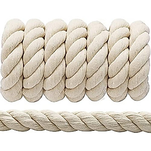 1OO% Cotton Rope (1 inch x 48 feet) Natural Thick Twisted Rope for Crafts, Sports Tug of War, Hammock, Home Decorating Wedding Rope