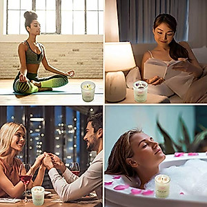 ORCHID AURA Soy Candles with Healing Crystals. Citrine, Rose Quartz, Amethyst Crystal. Eucalyptus + Lemongrass, Jasmine + Sandalwood, Clary Sage + Lavender. 3PC Scented Candle Set, 2.47oz Each