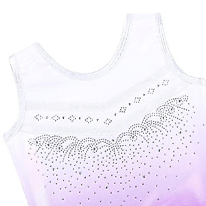 BAOHULU Leotards for Girls Gymnastics Toddler Shiny Metallic Athletic Bodysuit B254_WhitePurple_10A