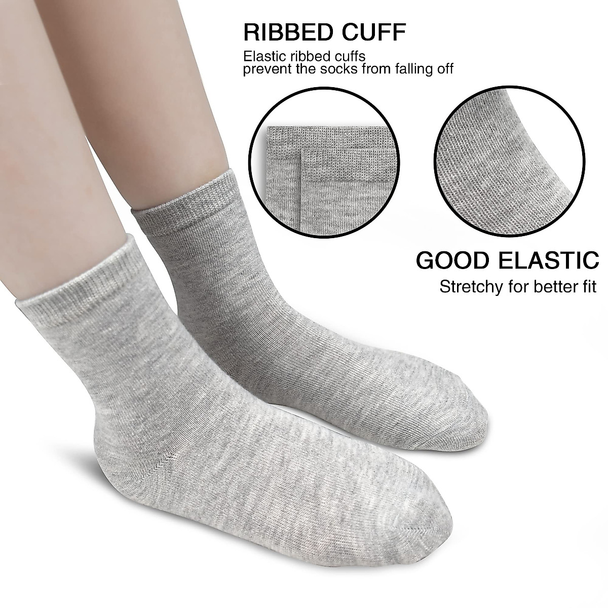 Kids Crew Socks, Mid Cut Socks for Toddler Kids Boys Girls(4-7 Years), 20 Pairs Athletic Mid Calf Socks Multipack