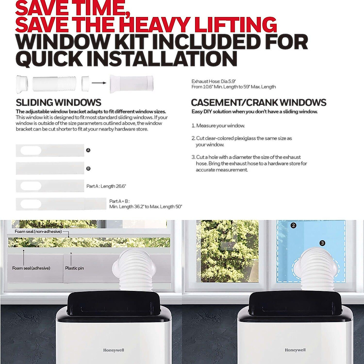 Honeywell Smart WiFi Portable Air Conditioner & Dehumidifier with Alexa Voice Control, Cools Rooms Up to 450 Sq. Ft, Includes Drain Pan & Insulation Tape, HF0CESVWK6