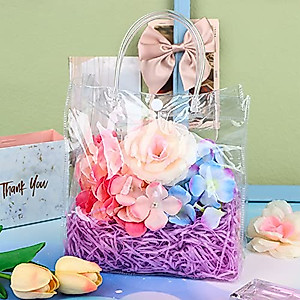 32 PCS Clear PVC Gift Bags with Handle,Reusable Plastic Gift Wrap Bag Transparent Tote Bag for Shopping Retail Merchandise Boutique Wedding Birthday Baby Shower Party Favor ,7.87 x 7.87 x 3.15 Inch