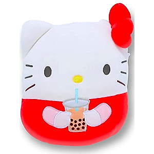 Squishmallows Official Kellytoy Plush Squishy Soft 8 inch Hello Kitty with Boba