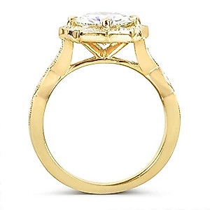 Kobelli Art Deco Floral Moissanite Engagement Ring 1 3/4 Carat (ctw) in 14k Yellow Gold, Size 8, Yellow Gold