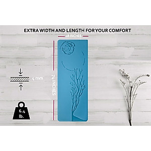 Pan Yoga Non Slip Yoga Mat with Carrying Strap – 100% Eco-friendly Pro Yoga Mat- Natural Rubber and PU - Organic Yoga Mat for Women, Large Yoga Mat for Men, (74" x 28" x 4mm Thick) (Sky Turquoise)