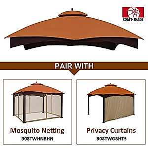 CoastShade Patio 10X12 Replacement Canopy Roof for Lowe's Allen Roth 10X12 Gazebo Backyard Double Top Gazebo #GF-12S004B-1（Rust）