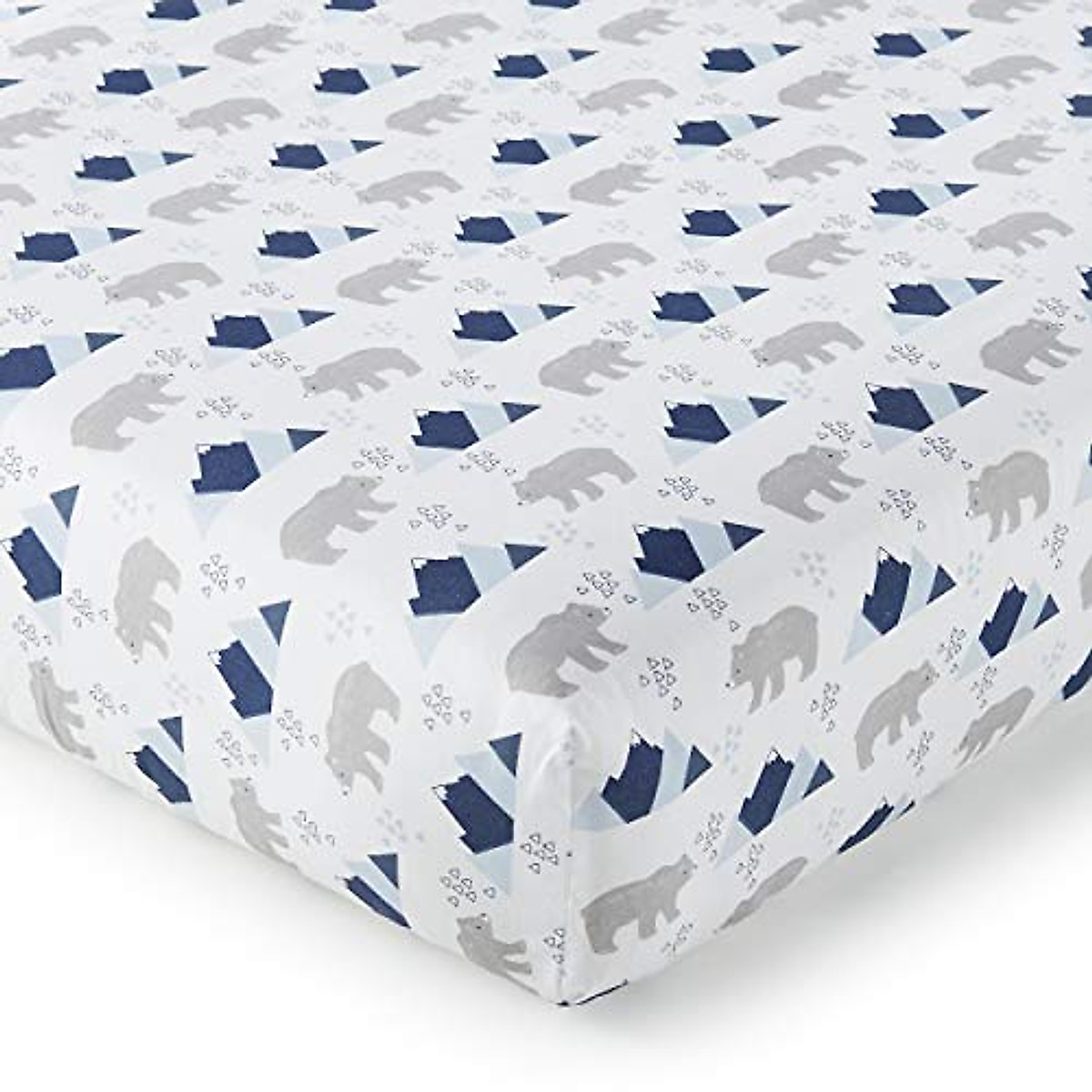 Levtex Baby - Tristen Crib Bed Set - Baby Nursery Set - Chevron - Grey, Blue, Navy, and Cream - Sophisticated Mountain - 3 Piece Set Includes Quilt, Fitted Sheet, and Crib Skirt/Dust Ruffle