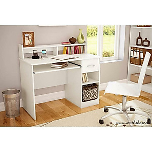 Computer Desk Student Desk Home Office Writing Table with Drawer Shelves, White