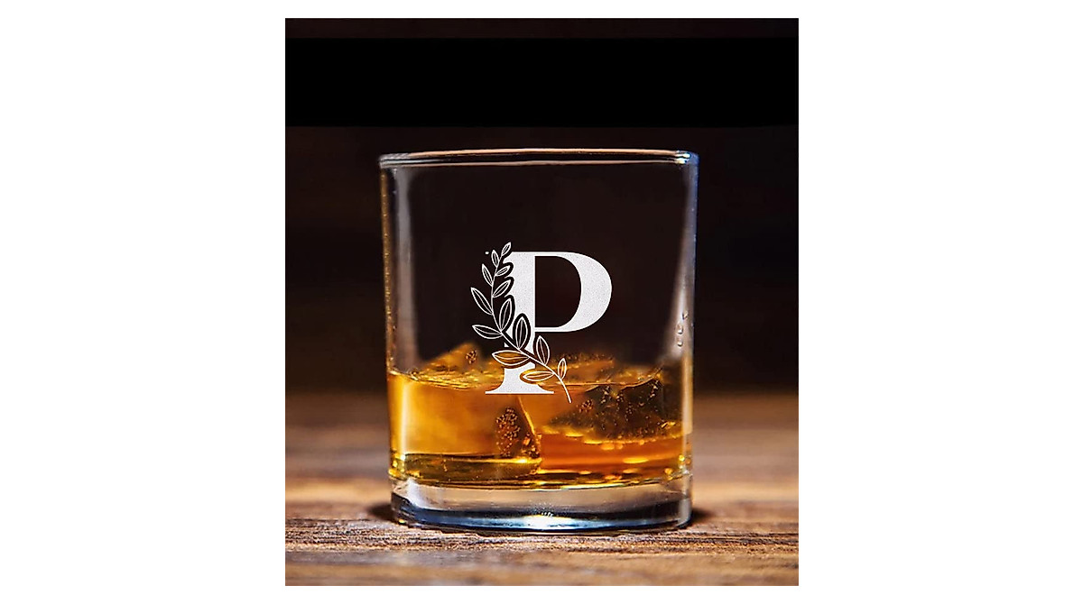 Personalized Floral Monogram Whiskey Glass - Unique Gifts