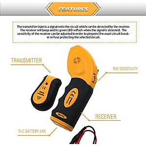 allsun AC 100-120V Circuit Breaker Finder,Miniature Circuit Detector,Non-Contact Voltage Sensor LED Auto-Sensing Receiver Transmitter,Locate AC Circuits/Fuses Socket Plugs