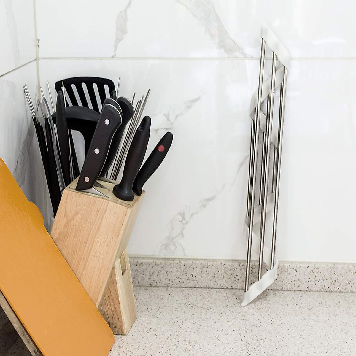 Annaklin Roll Up Dish Drying Rack for Sink Corner, Triangle Heavy Duty Heat Resistant Over The Sink Drying Rack Roll-Up Drainer Mat with White Silicone Grips and Stainless Steel Pipes, 17.5x9.2 inch