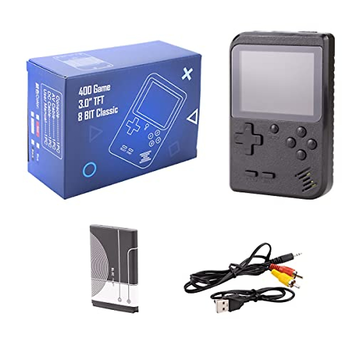 Mini Handheld Game Console for Kids with 400 Classic Retro Games, 1020mAh Rechargeable Battery, 2.8 Inch Screen, Birthday Game Toy for Boy Girl (Black)