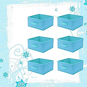 6 PCs New Home Storage Bins Organizer Fabric Boxes Shelf Basket Drawer Container (Light Blue)