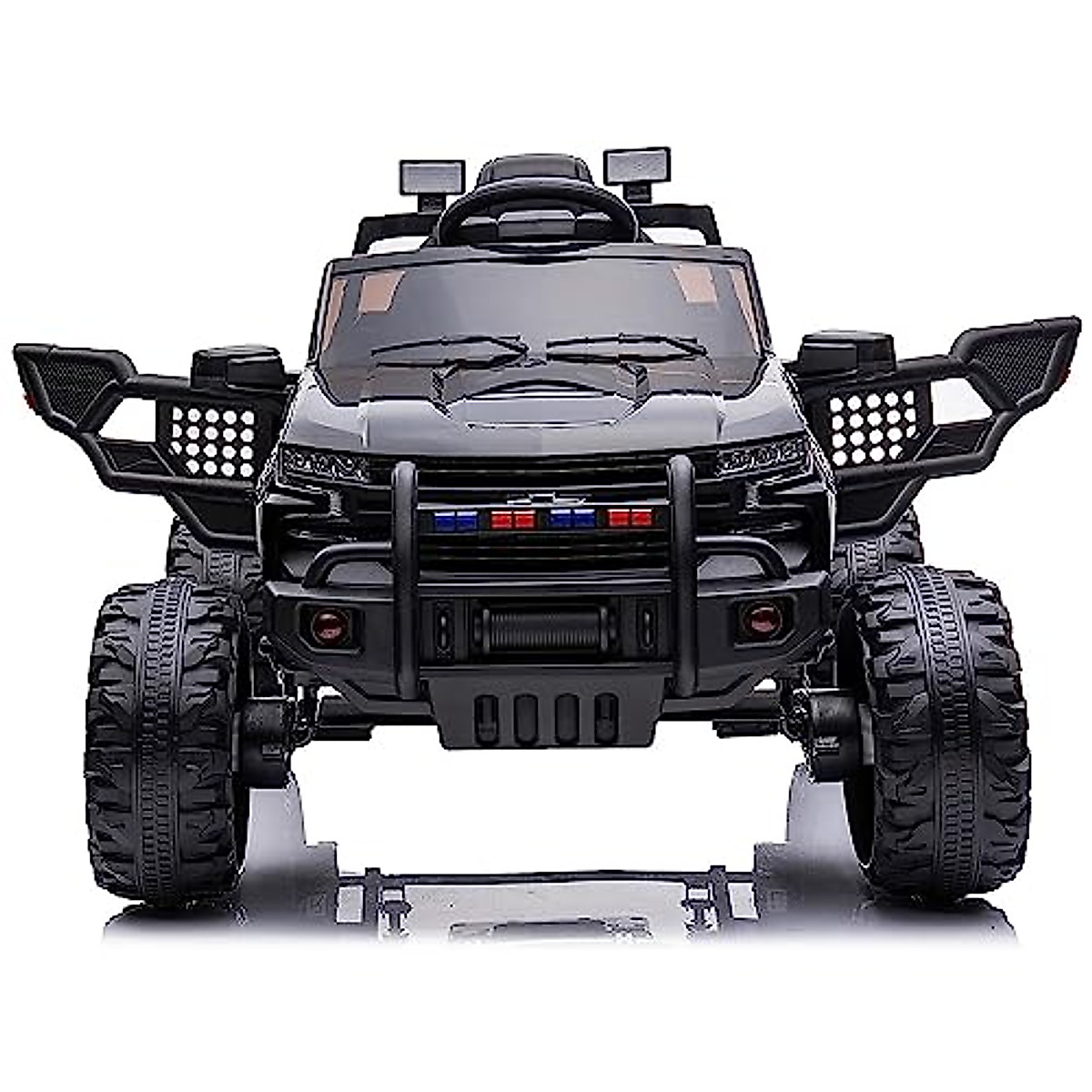 Dakott Chevy Silverado Z71 Trail Boss Monster Truck Four Powerful Motors 12V 4x4 Big Wheels Ride On Monster Truck for Kids.,Black