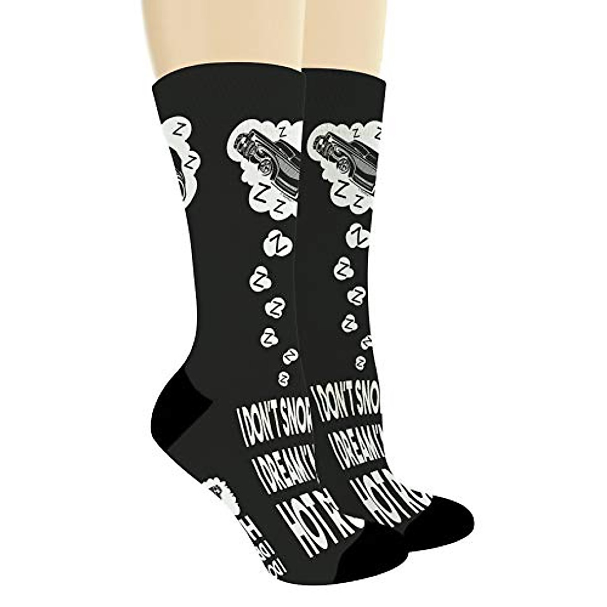 ThisWear Hot Rod Lover Gifts I Don't Snore I Dream I'm a Hot Rod Novelty Gifts 1-Pair Novelty Crew Socks