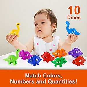 Matching Numbers Fine Motor Toy - Double-Sided Preschool Dinosaur Counting Learning Toy for Number Recognition Improvement, Montessori Educational Toys for Toddlers 18 Months and Up, Boys and Girls…