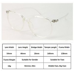 Reading Glasses Anti Blue Light Blocking Reader Oversized Frame for Women Men for Mid Big Face Anti Eyestains Crystal +1.25