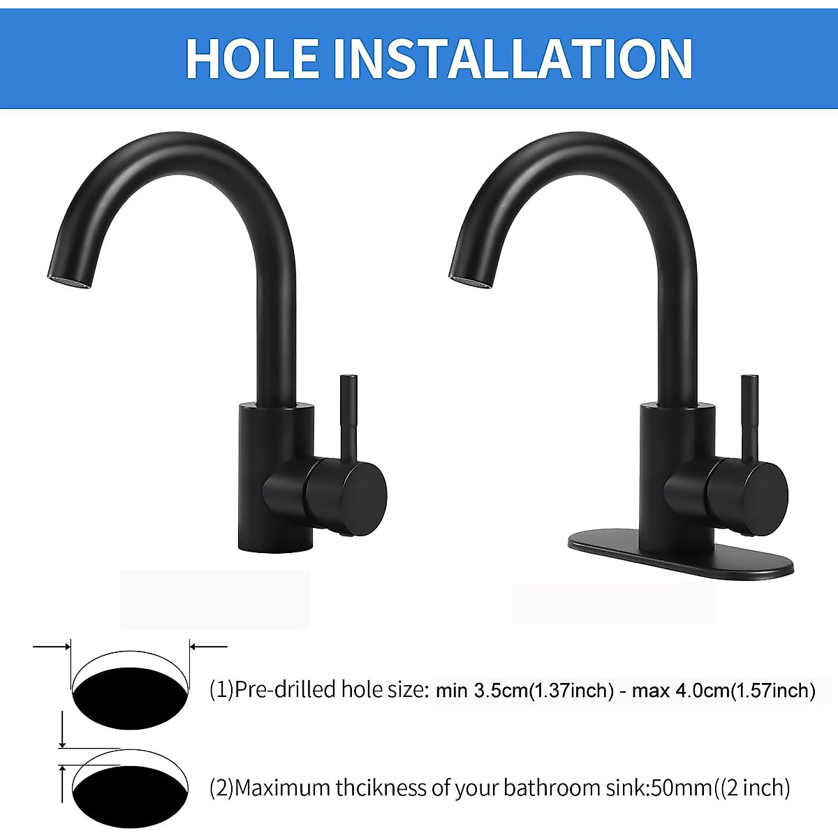 Oersitor Matte Black Bathroom Faucets Bar Sink Faucet Single Handle Kitchen Sink Faucet Stainless Steel Small RV Faucet Hot and Cold Single Lever Bathroom Faucets