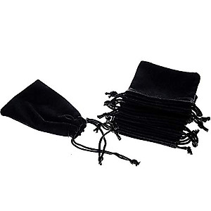 Mini Skater 50pcs Jewelry Velvet Cloth Pouch Black Drawstring Small Bags for Dice 2.75'' x 3.5''