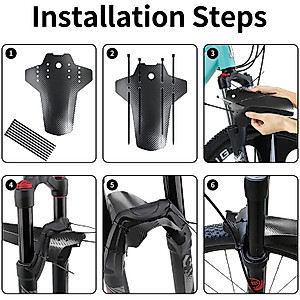 2PCS Mountain Bike Fender MTB Mud Guard, Adjustable Carbon Fiber Bicycle Mudguard Front + Rear Fender Set Compatible with 26"/27.5"/29" Waterproof Mountain Bike Mud Guards, Easy to Install