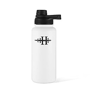 HAYATY Sports Water Bottle - 32 Oz, (Spout Lid), Leak Proof, Vacuum Insulated Stainless Steel, Double Walled, Thermo Mug, Metal Canteen (White)