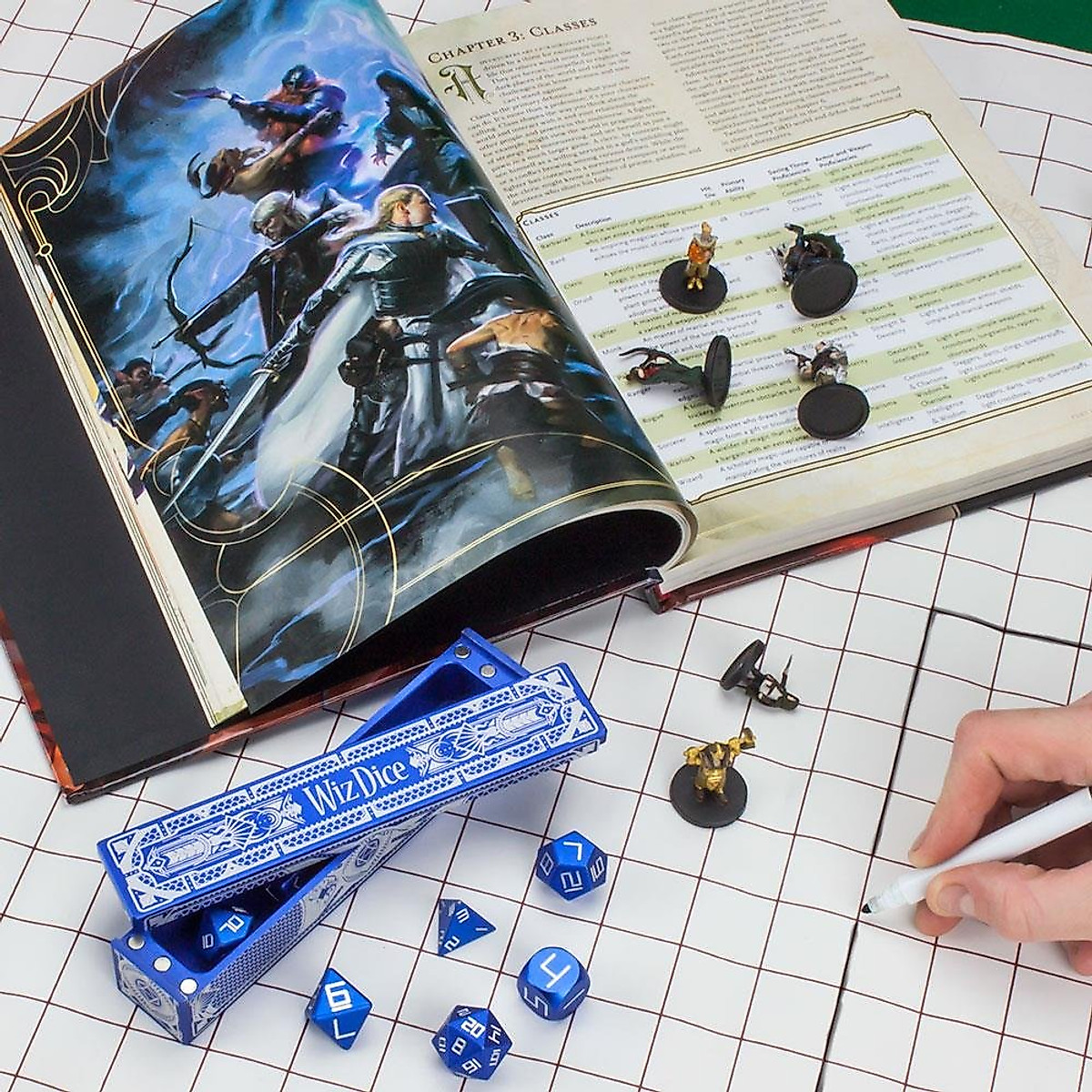 Wiz Dice Masterwork Series - Sharp-Edged Metal Dice Set for Tabletop RPG Adventure Games with a Dice Box - DND Dice Set, Suitable for Dungeons and Dragons and Dice Ga