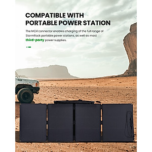 StormRock 200W Solar Panel for Portable Power Station, Foldable Solar Charger with IP67 Waterproof, ETFE Film, Adjustable Kickstand, Monocrystalline Power Charger Kit for Outdoor Camping, Off-Grid