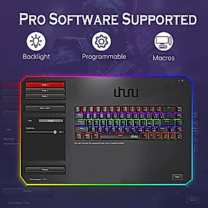 UHURU Mechanical Gaming Keyboard, UMK-100 Wired 60% 68 Keys Mechanical Keyboard with Palm Rest, Blue Switches, 20 RGB Backlights, Full Keys Anti-ghosting, Pro Driver Supported