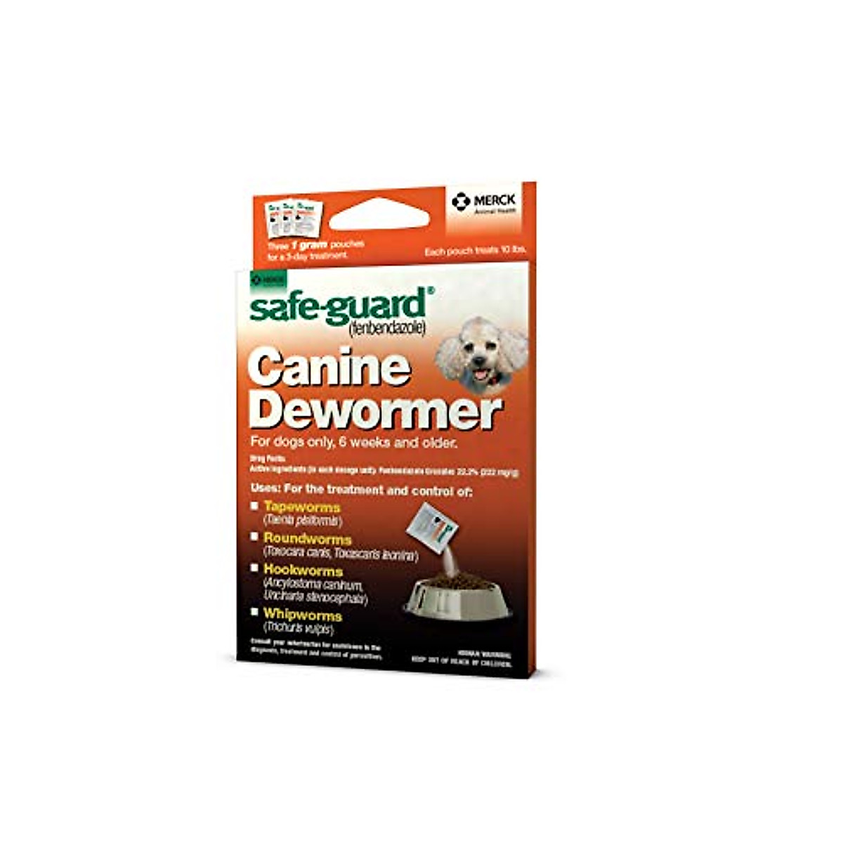 Safe-Guard (fenbendazole) Canine Dewormer for Dogs, 1gm pouch (ea. pouch treats 10lbs.)