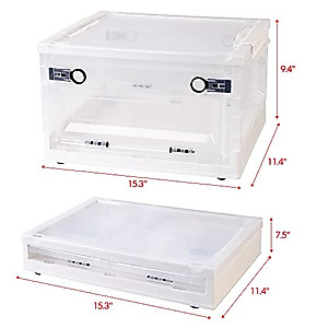 Homeforce Closet Organizers and Storage - Stackable Storage Bins with Lids and Wheels, 23 Gal Collapsible Plastic Storage Containers, 2 Pack Foldable Box for Dorm Bedroom Organizing,White