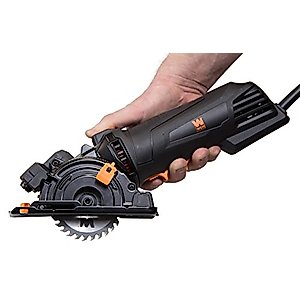 WEN 4.2-Amp 3-3/8-Inch Plunge Cut Compact Circular Saw with Laser, Carrying Case, and Three Blades (36704)