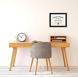 Americanflat 11x14 Black Diploma Frame | Certificate Frame Displays 8.5x11 Diplomas with Mat or 11x14 Inch Without Mat. Shatter-Resistant Glass. Hanging Hardware Included